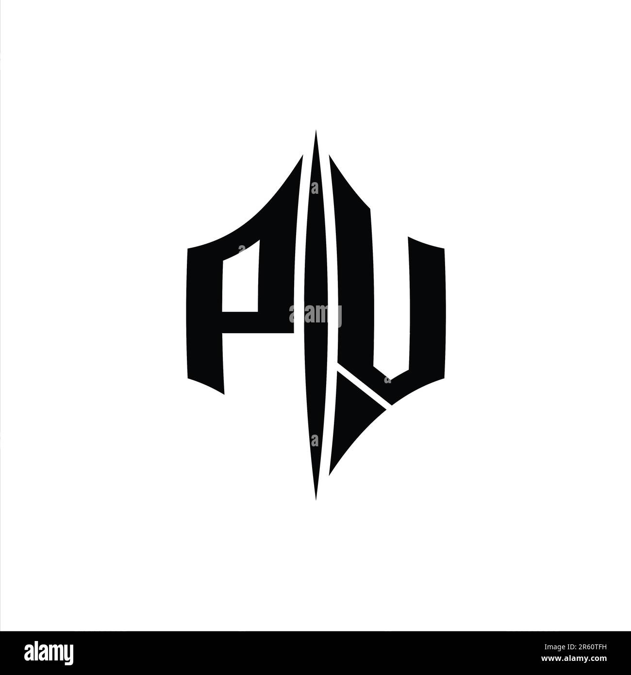 PV Letter Logo monogram hexagon diamond shape with piercing style ...