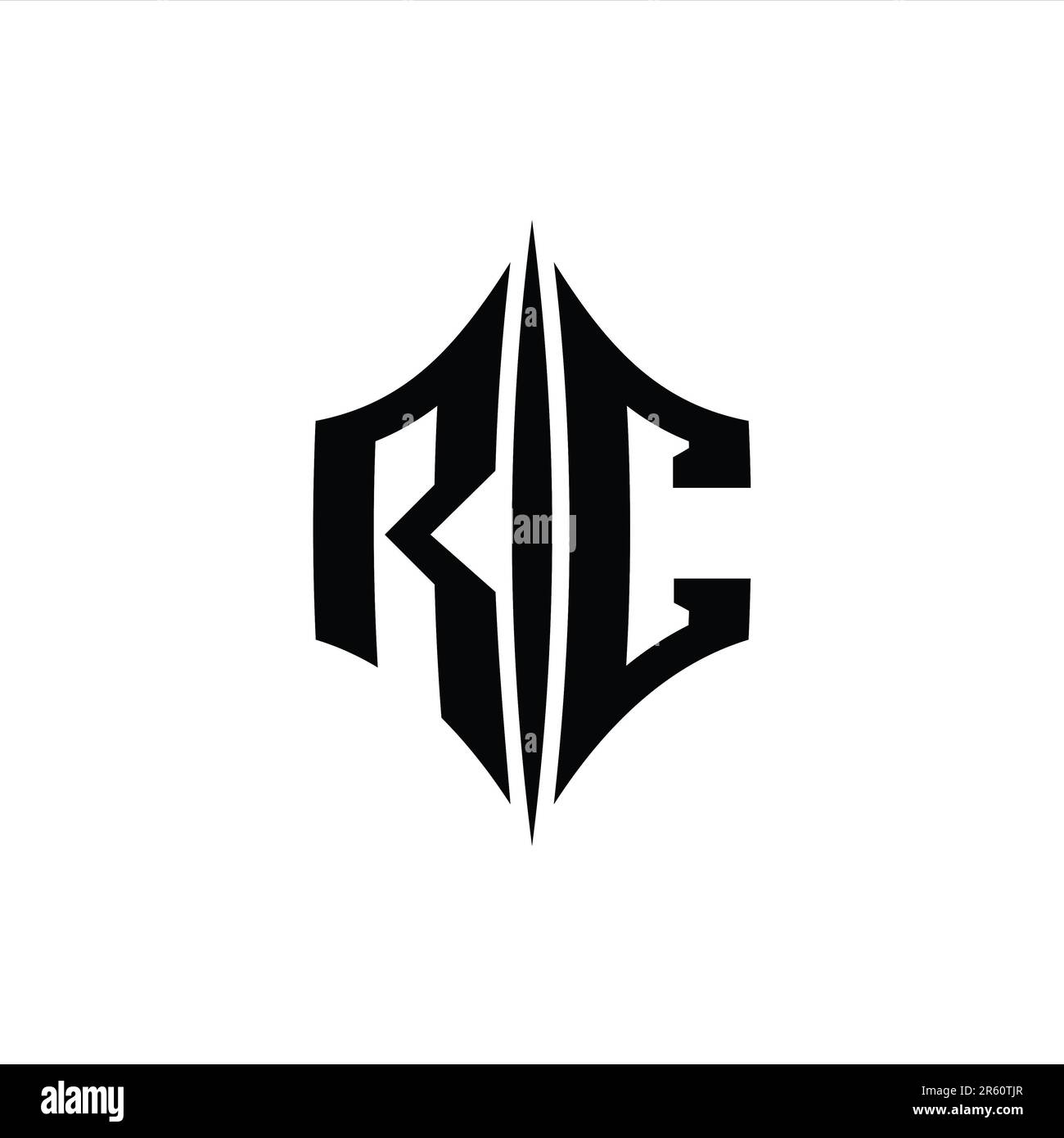 RC Letter Logo monogram hexagon diamond shape with piercing style ...