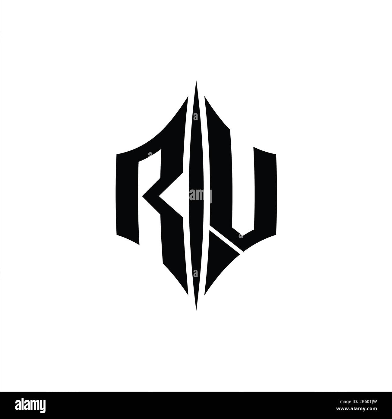 RV Letter Logo monogram hexagon diamond shape with piercing style ...
