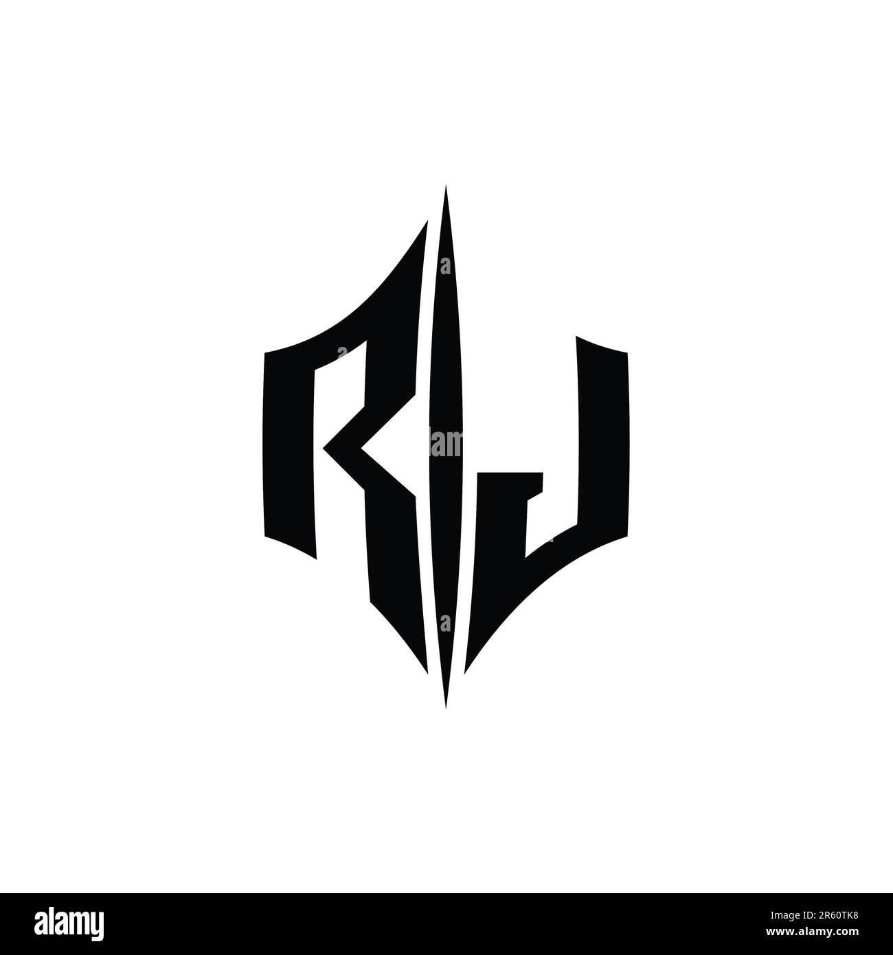 RJ Letter Logo monogram hexagon diamond shape with piercing style ...