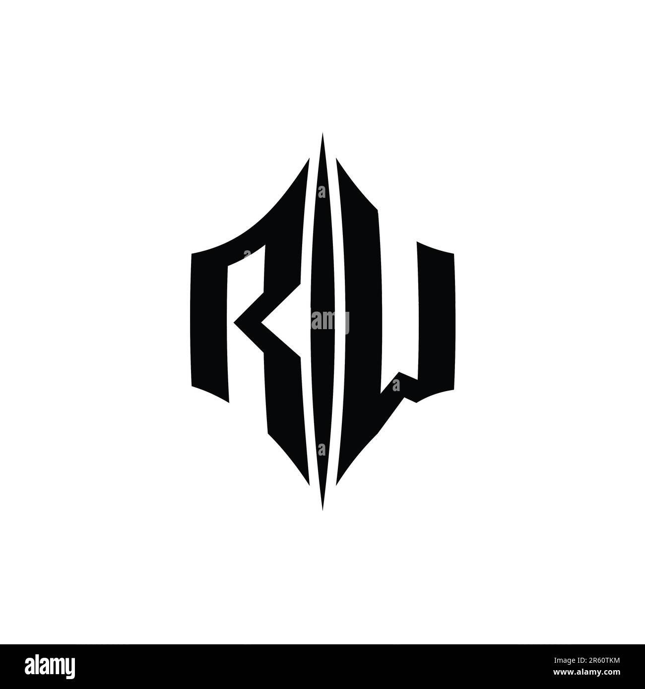RW Letter Logo monogram hexagon diamond shape with piercing style ...