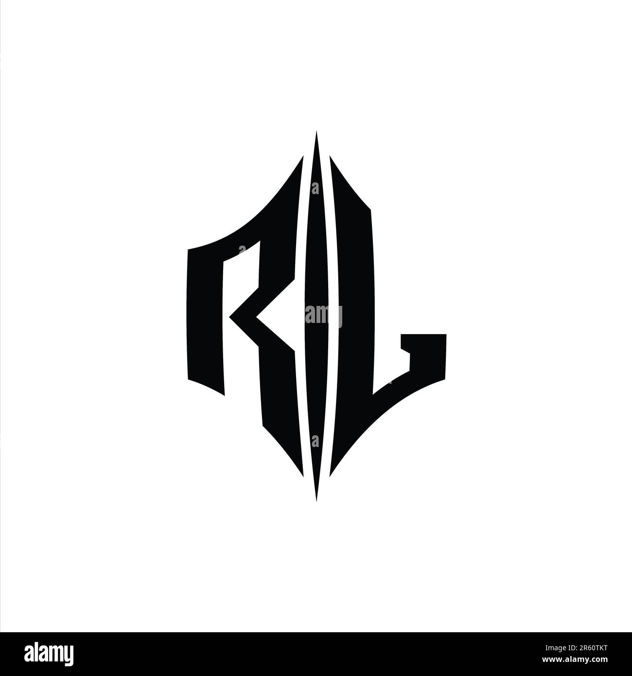 RL Letter Logo monogram hexagon diamond shape with piercing style ...