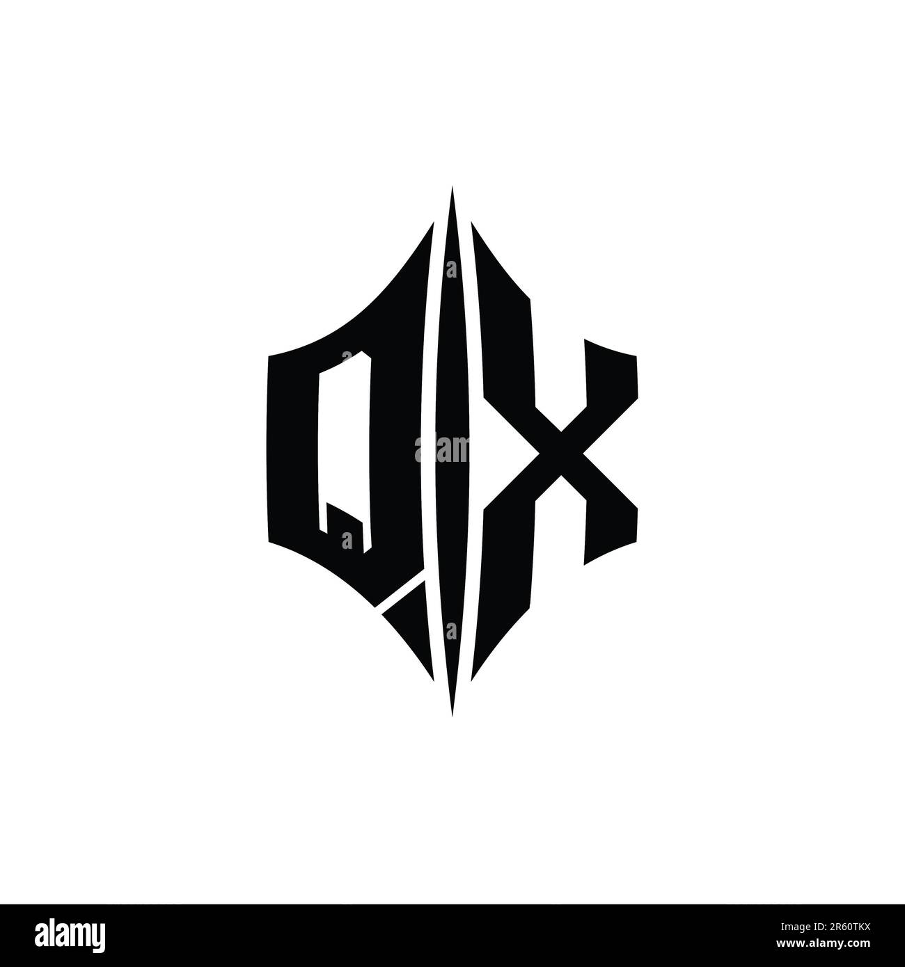 QX Letter Logo monogram hexagon diamond shape with piercing style ...