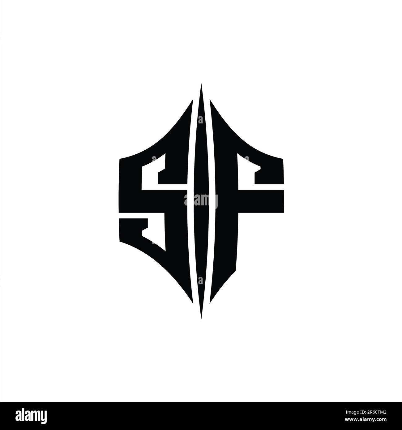 SF Letter Logo monogram hexagon diamond shape with piercing style ...