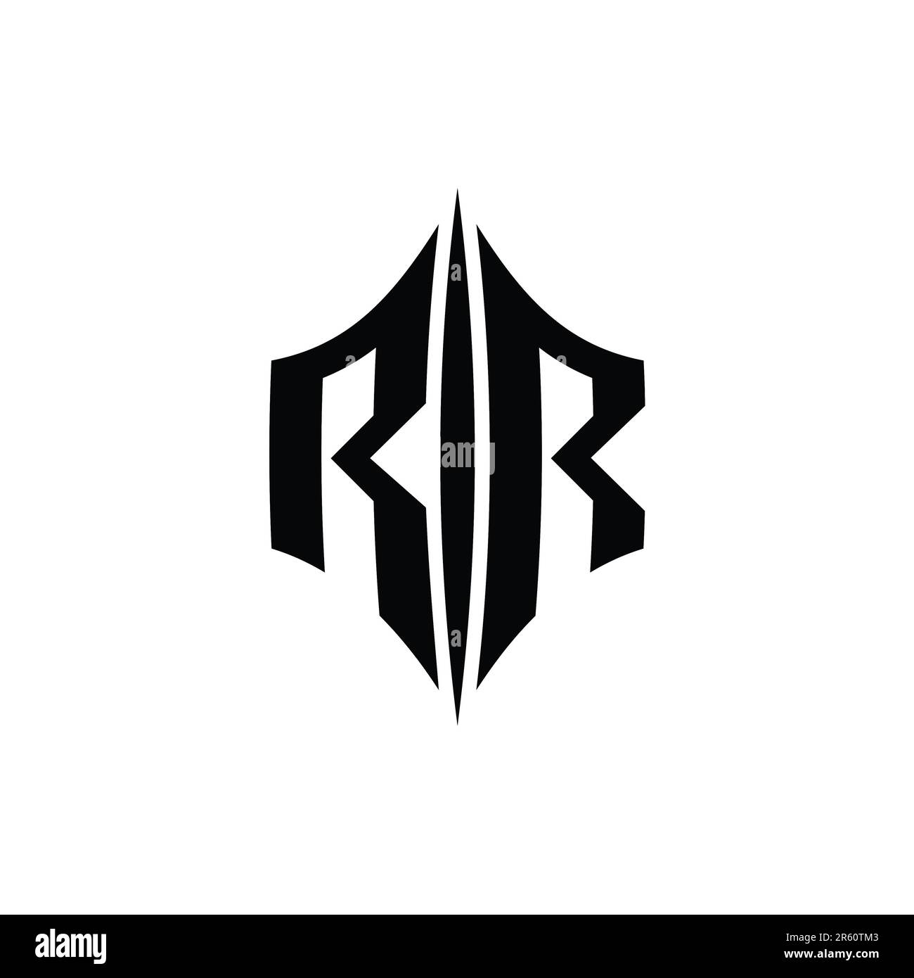 RR Letter Logo monogram hexagon diamond shape with piercing style ...