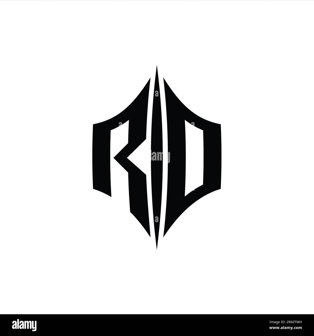 RD Letter Logo monogram hexagon diamond shape with piercing style ...