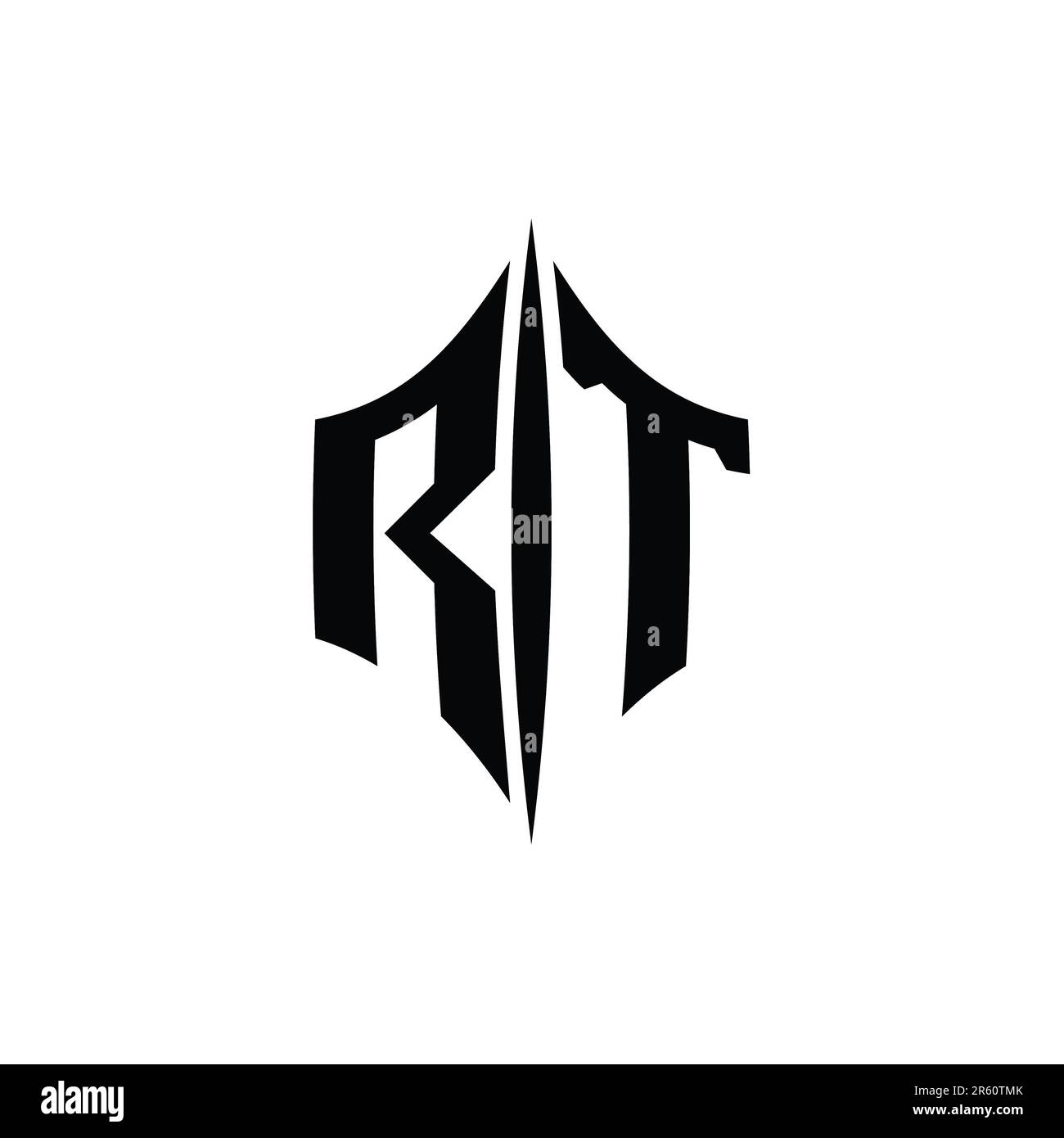 RT Letter Logo monogram hexagon diamond shape with piercing style ...