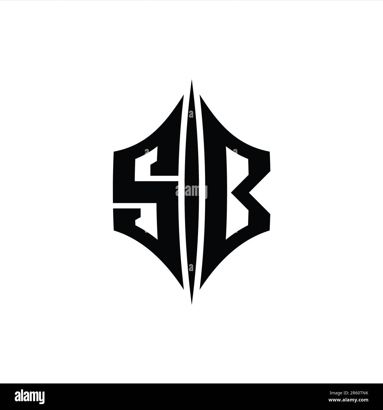 SB Letter Logo monogram hexagon diamond shape with piercing style ...