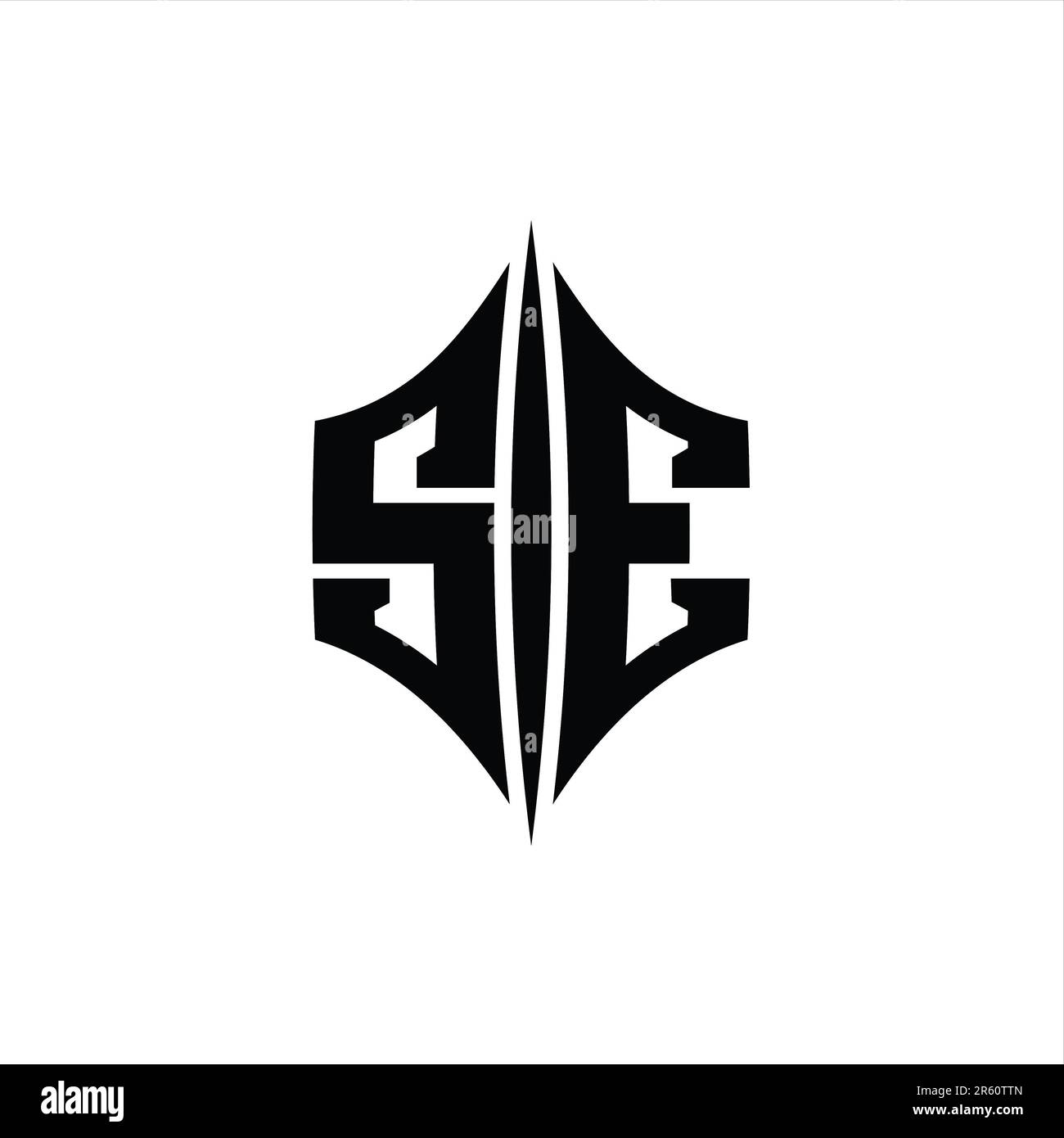 SE Letter Logo monogram hexagon diamond shape with piercing style ...