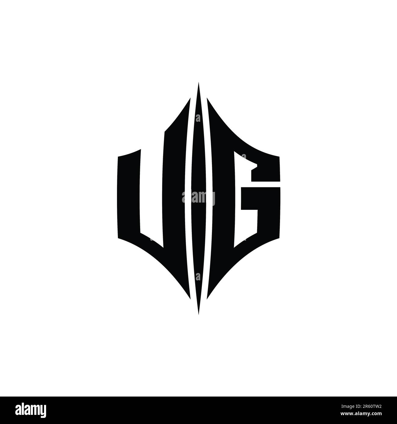 UG Letter Logo monogram hexagon diamond shape with piercing style ...