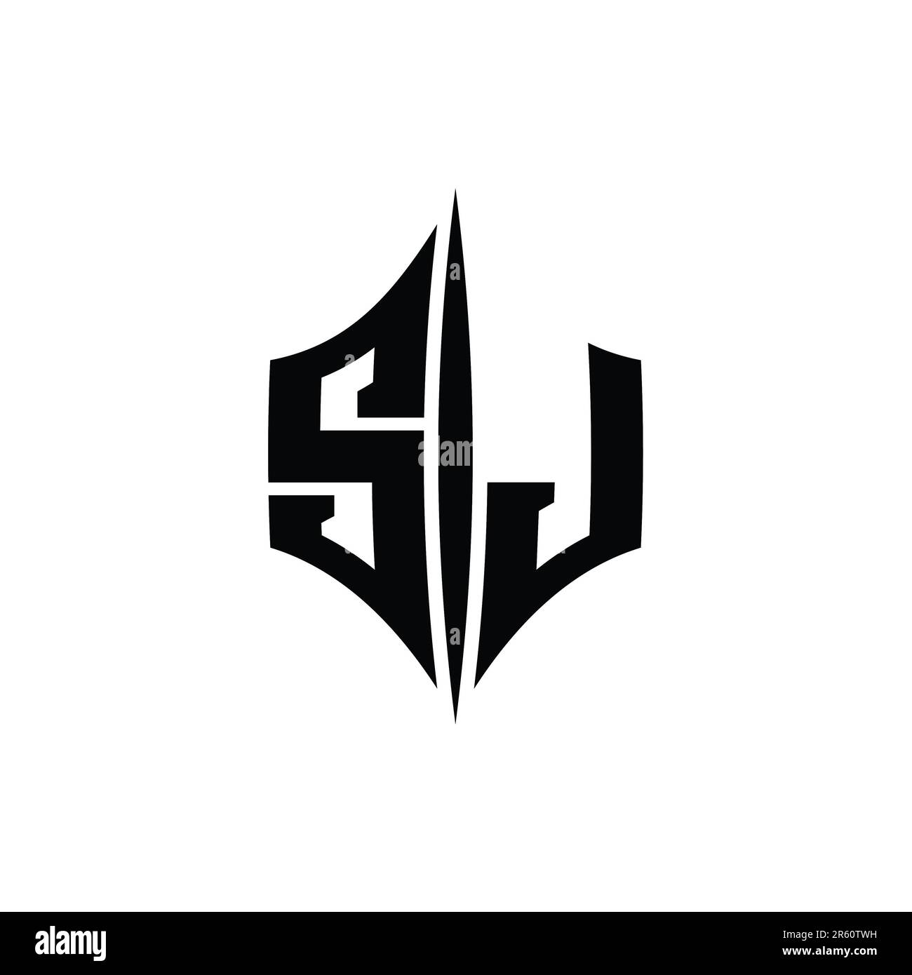 SJ Letter Logo monogram hexagon diamond shape with piercing style ...