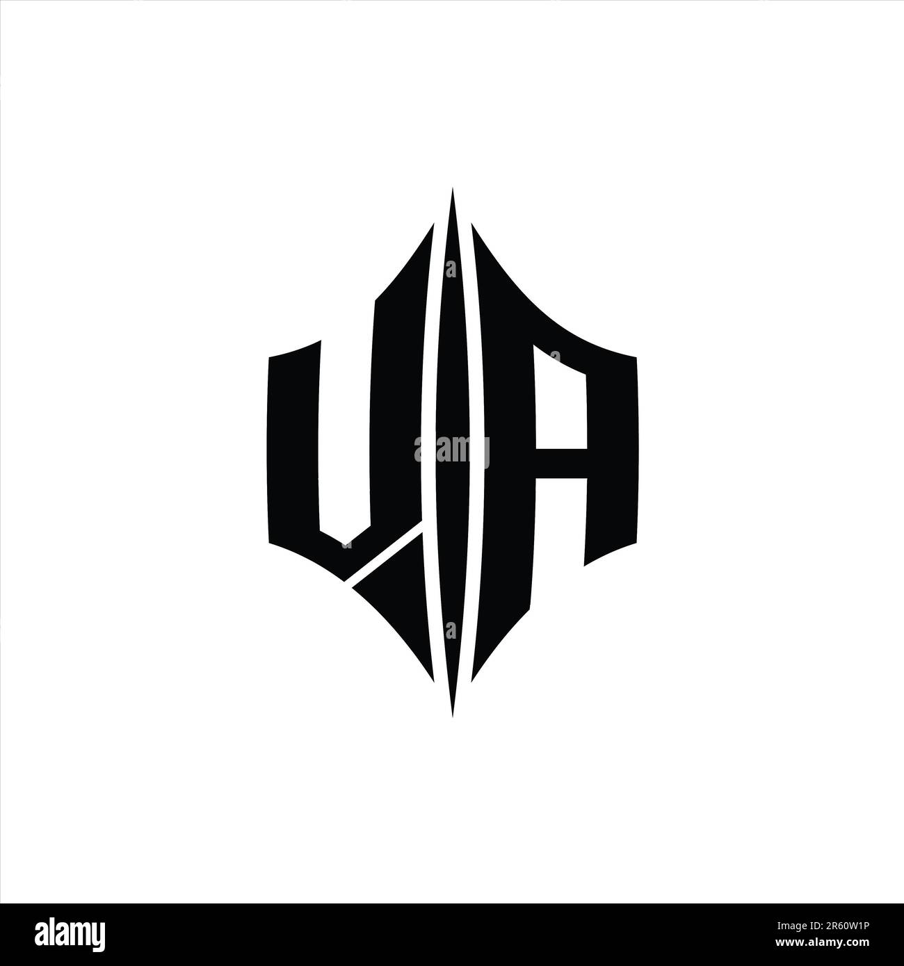 VA Letter Logo monogram hexagon diamond shape with piercing style ...