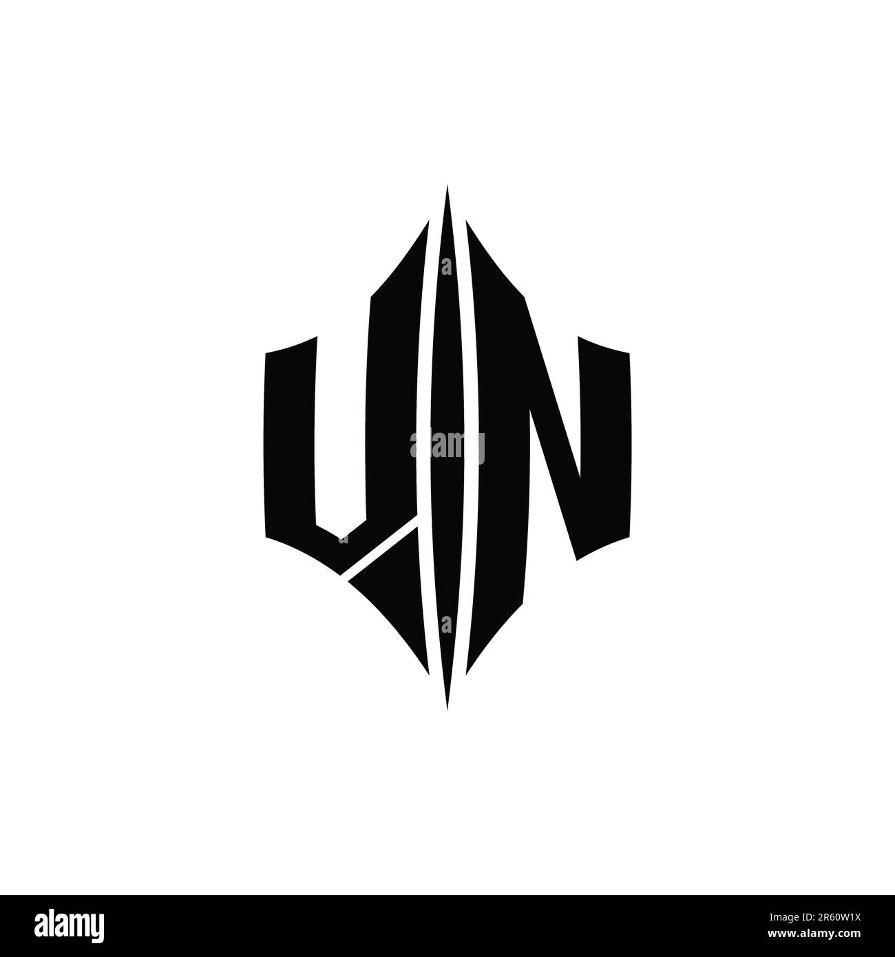 VN Letter Logo monogram hexagon diamond shape with piercing style ...