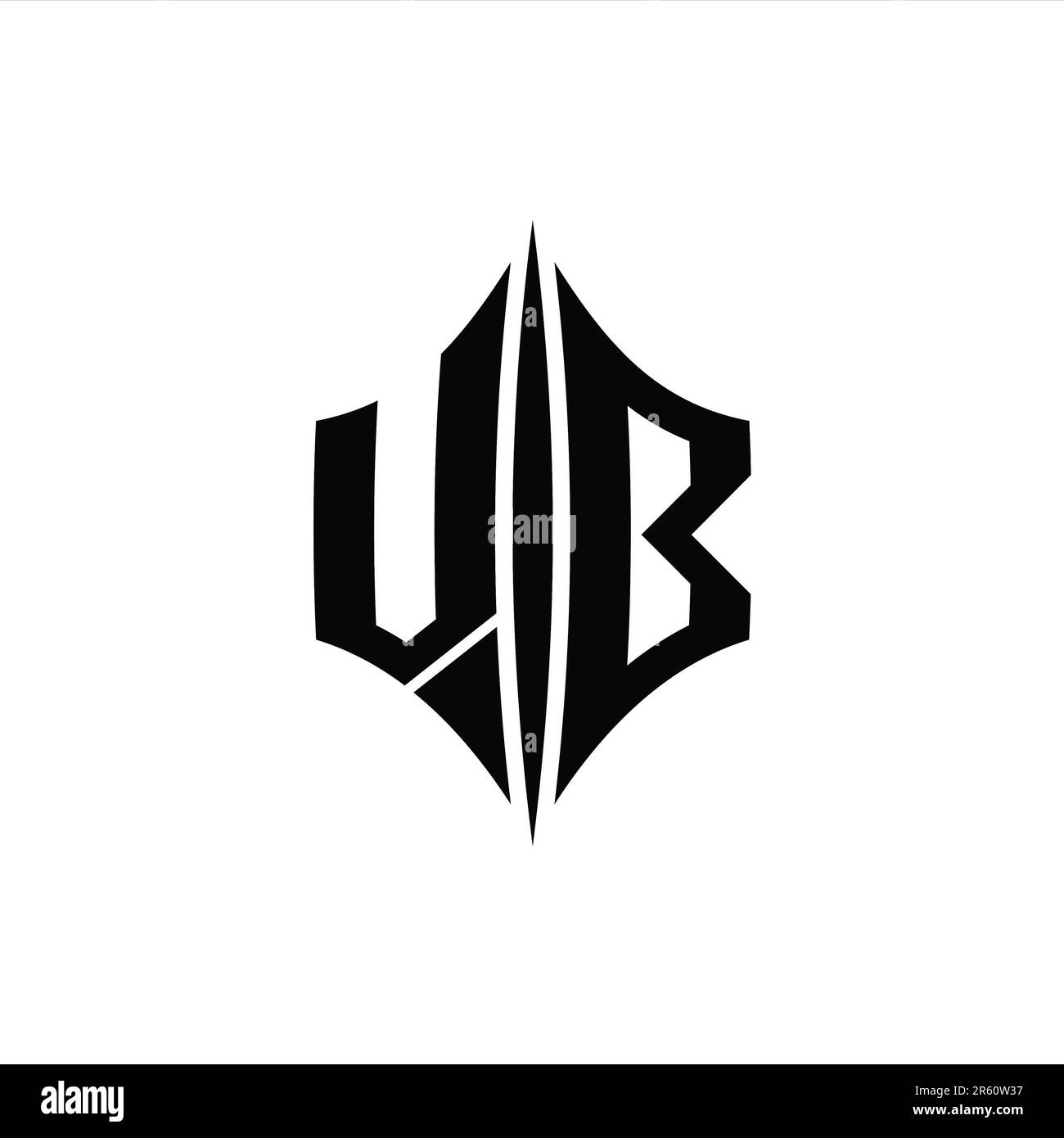 VB Letter Logo monogram hexagon diamond shape with piercing style ...