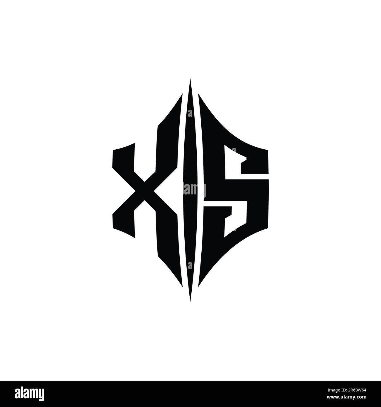 XS Letter Logo monogram hexagon diamond shape with piercing style ...