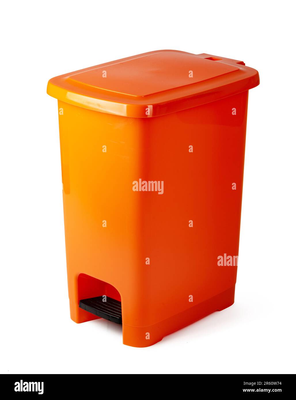 Orange plastic waste bin isolated on white Stock Photo - Alamy