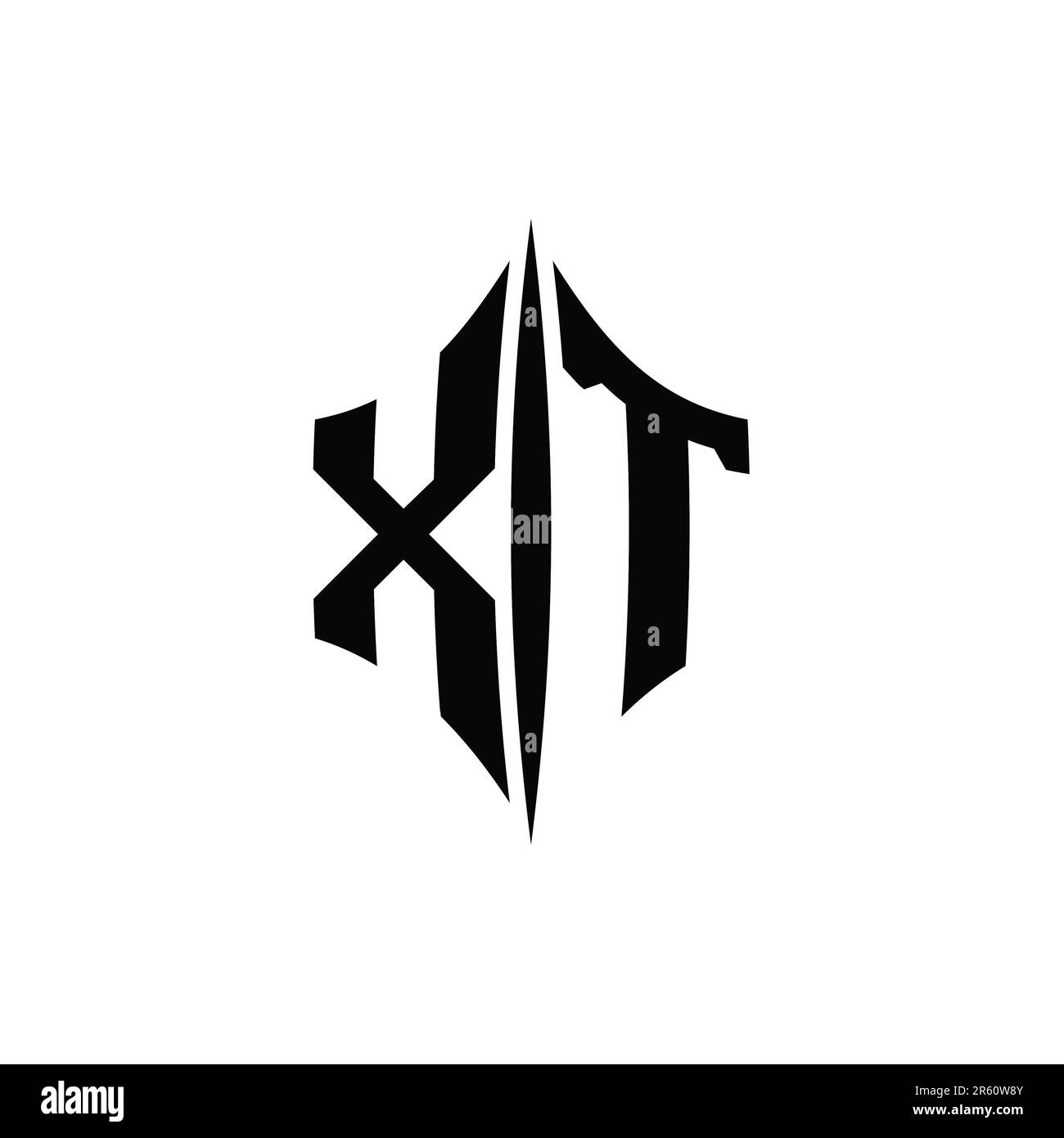XT Letter Logo monogram hexagon diamond shape with piercing style design template Stock Photo ...