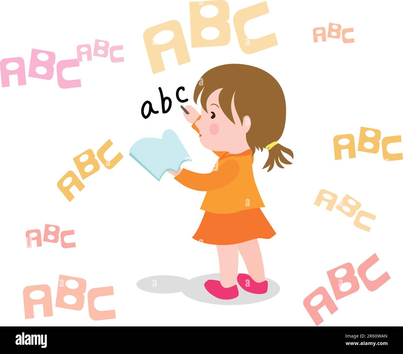 Child girl student writing Cut Out Stock Images & Pictures - Alamy