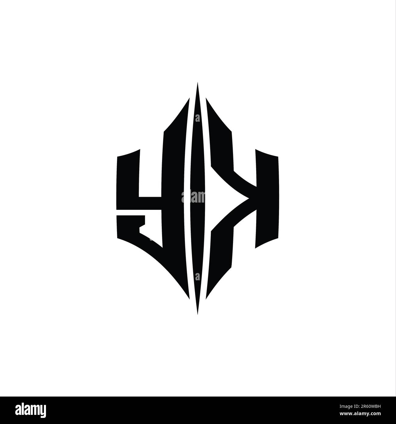 YK Letter Logo monogram hexagon diamond shape with piercing style ...