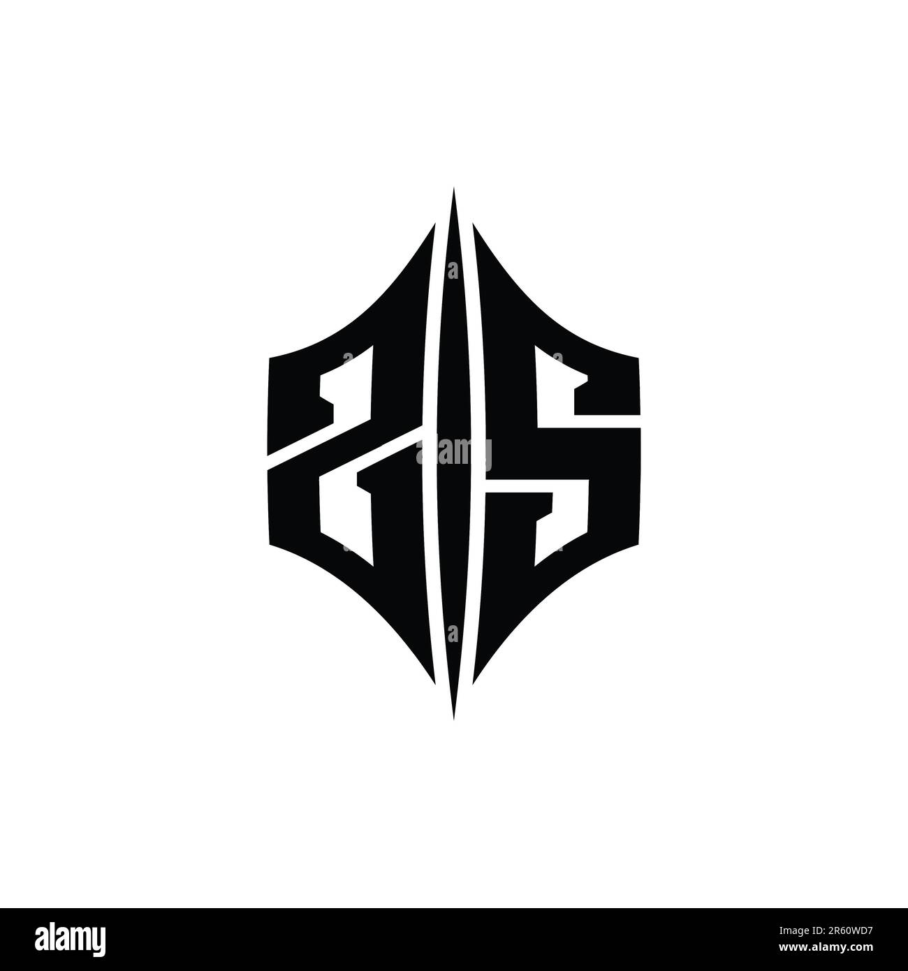 ZS Letter Logo monogram hexagon diamond shape with piercing style ...