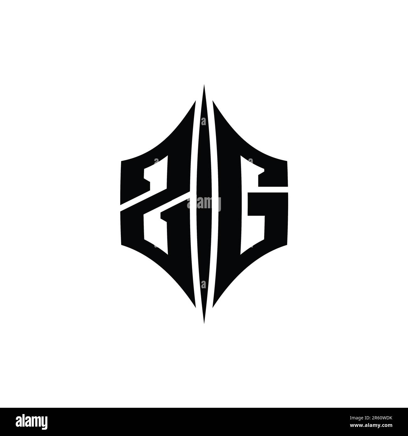 ZG Letter Logo monogram hexagon diamond shape with piercing style design template Stock Photo ...
