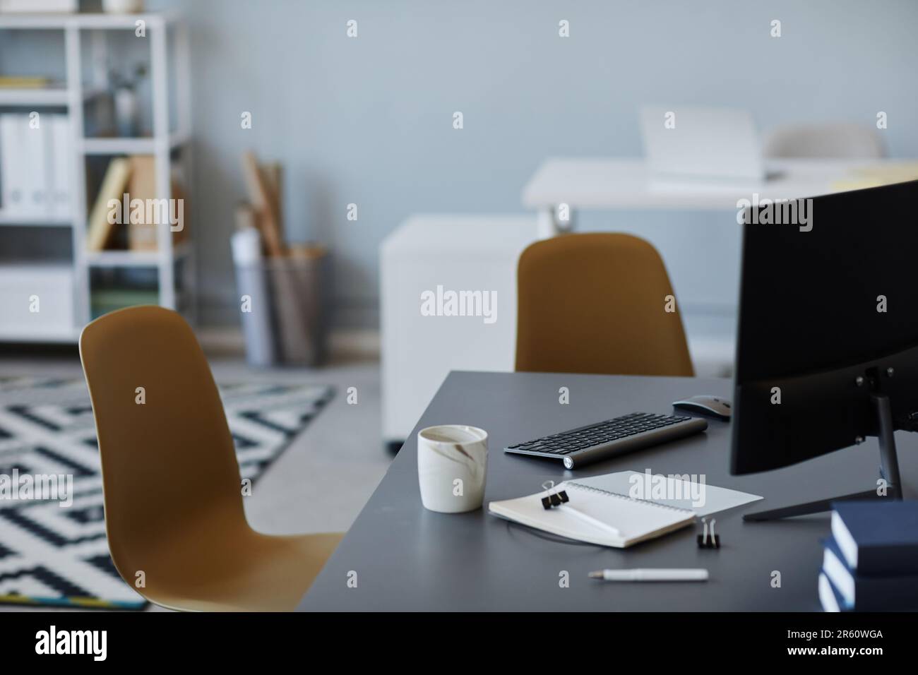 Background image of empty meeting room in office setting, copy space ...