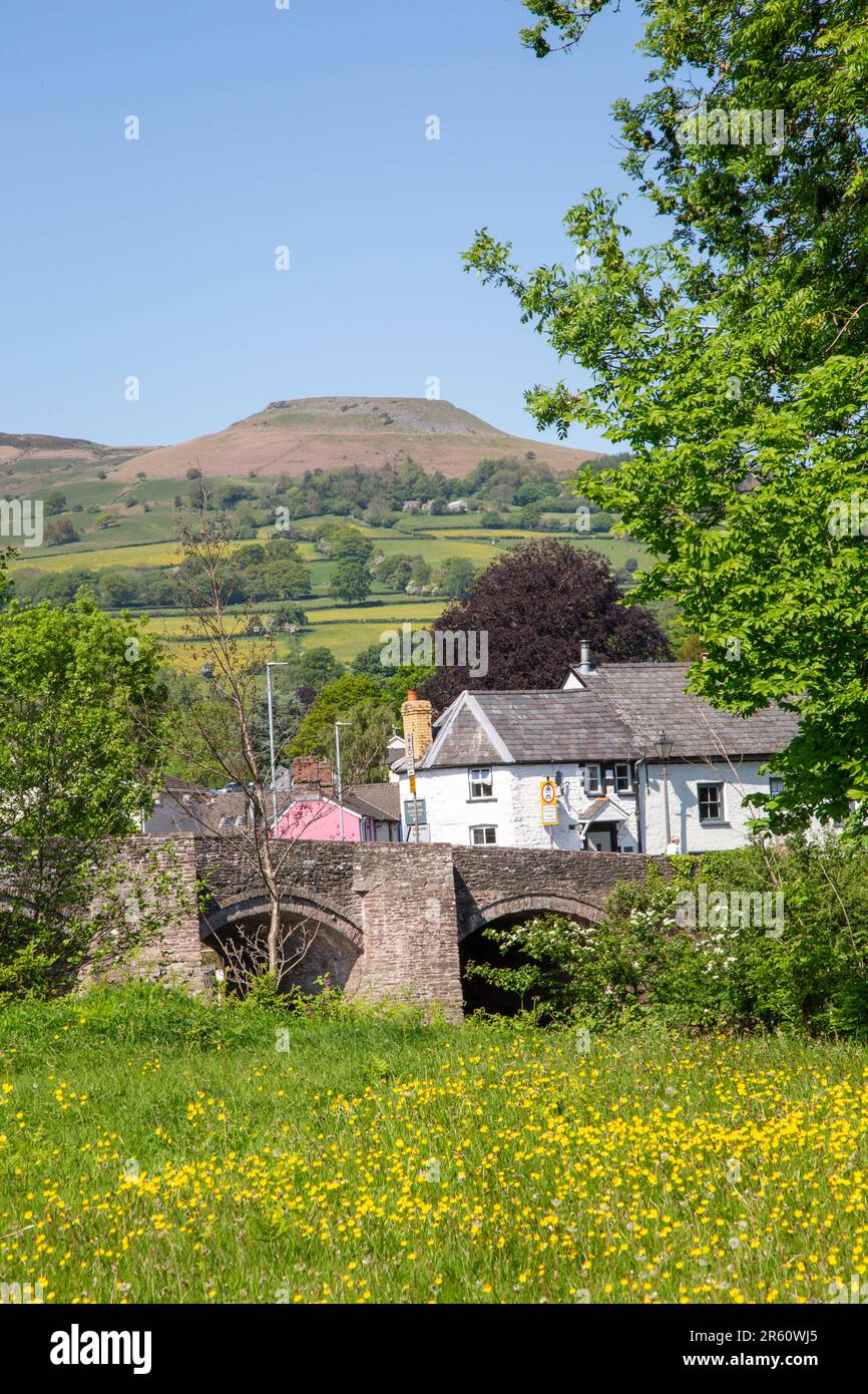 The ancient Crickhowell Bridge in the South Wales town of Crickhowell ...