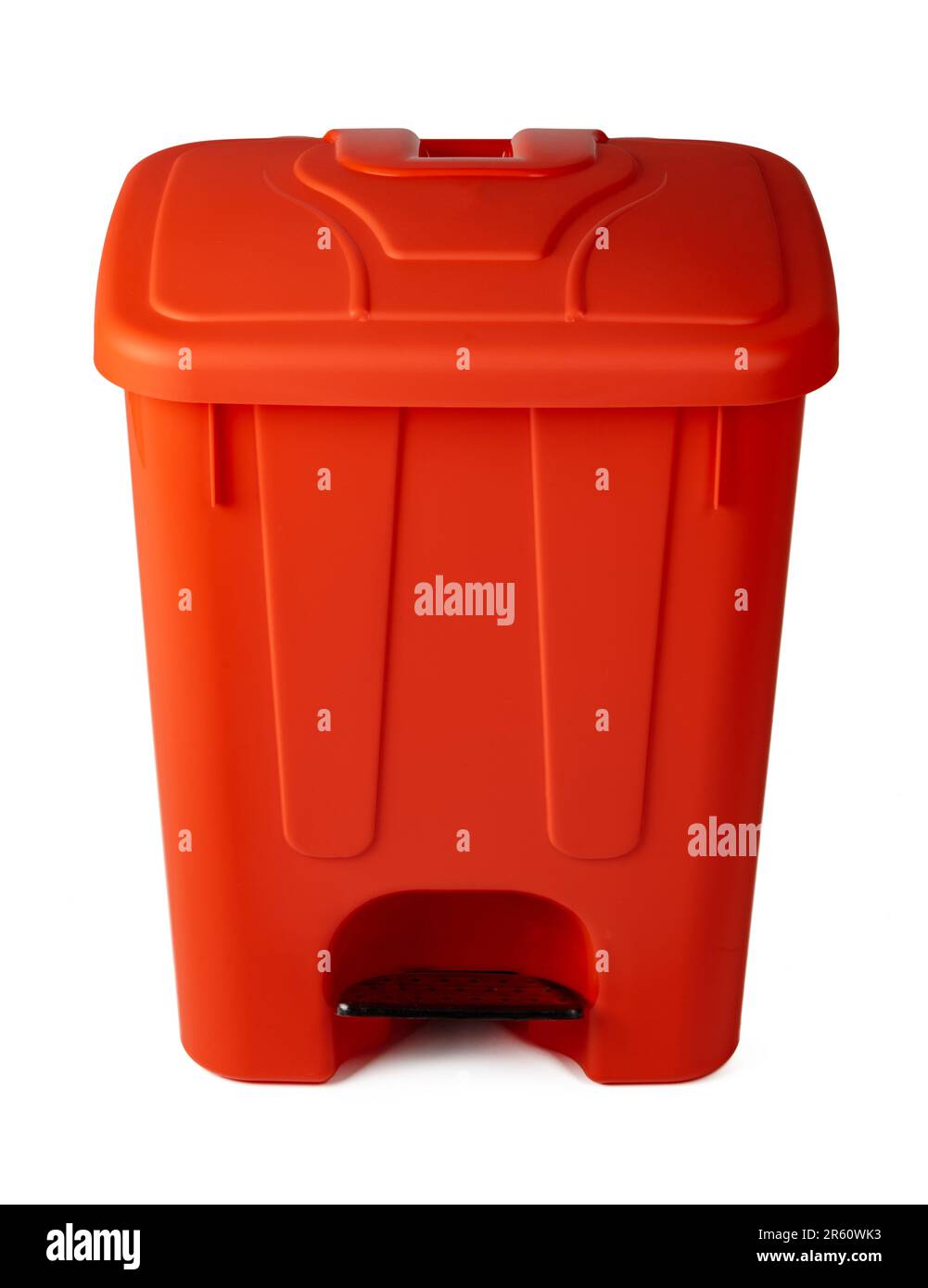 Orange plastic waste bin isolated on white Stock Photo - Alamy