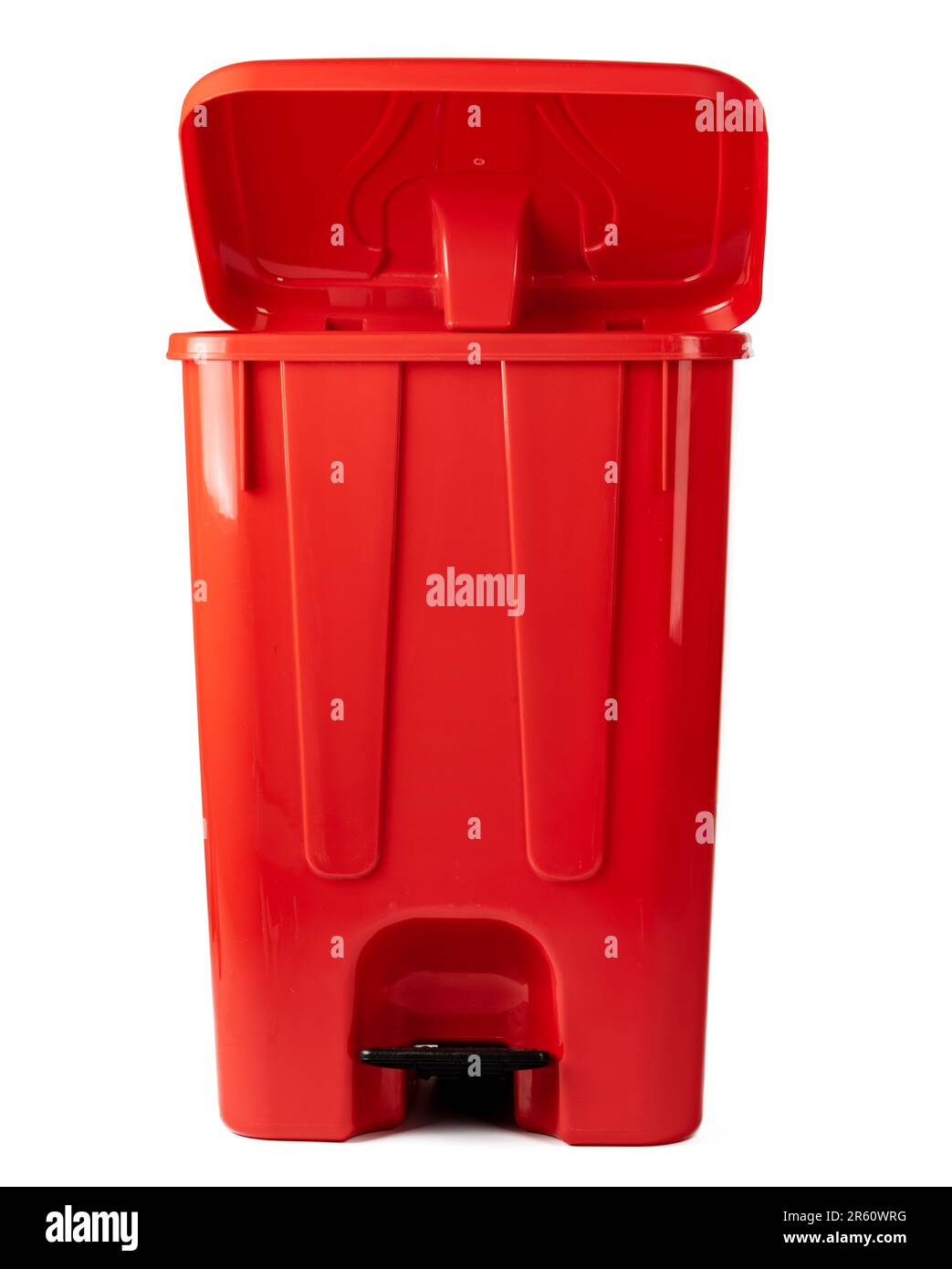 A red recycle bin isolated on white background Stock Photo - Alamy