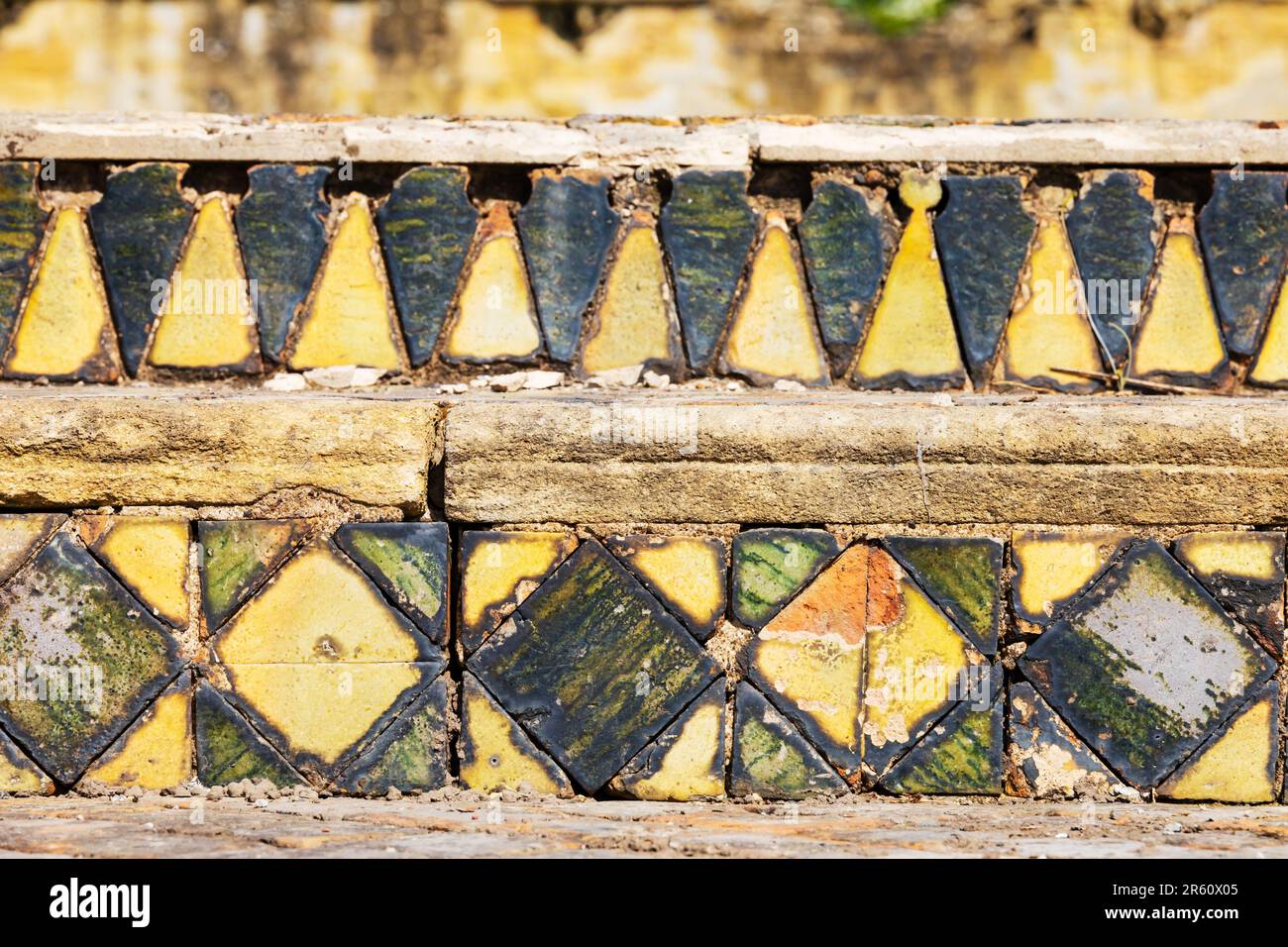 Medieval Glazed floor tiles, Cistercian ruins of Byland Abbey in the ...