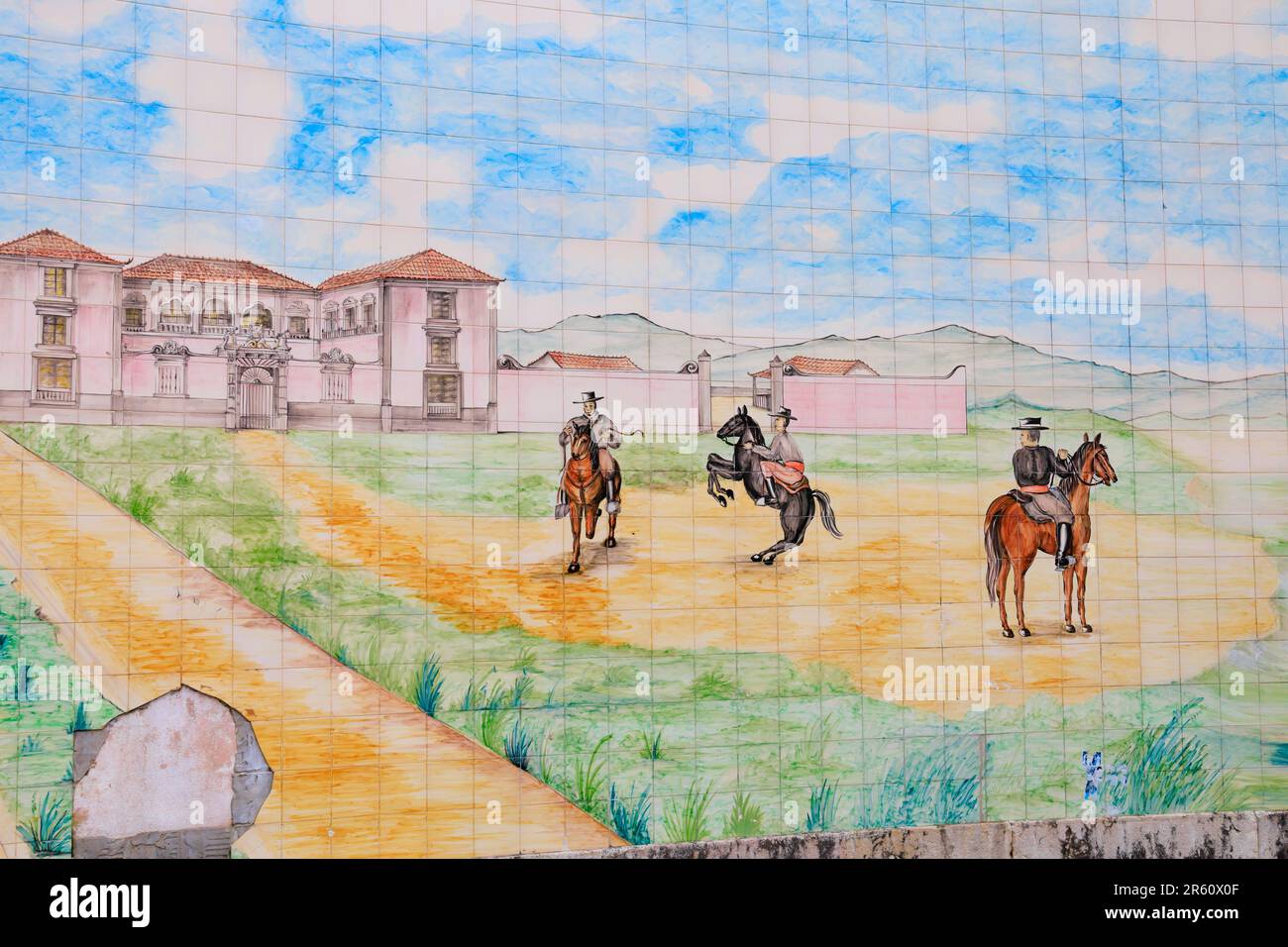 Glazed tile mural depicting views of the Entrecampos area of Lisbon ...