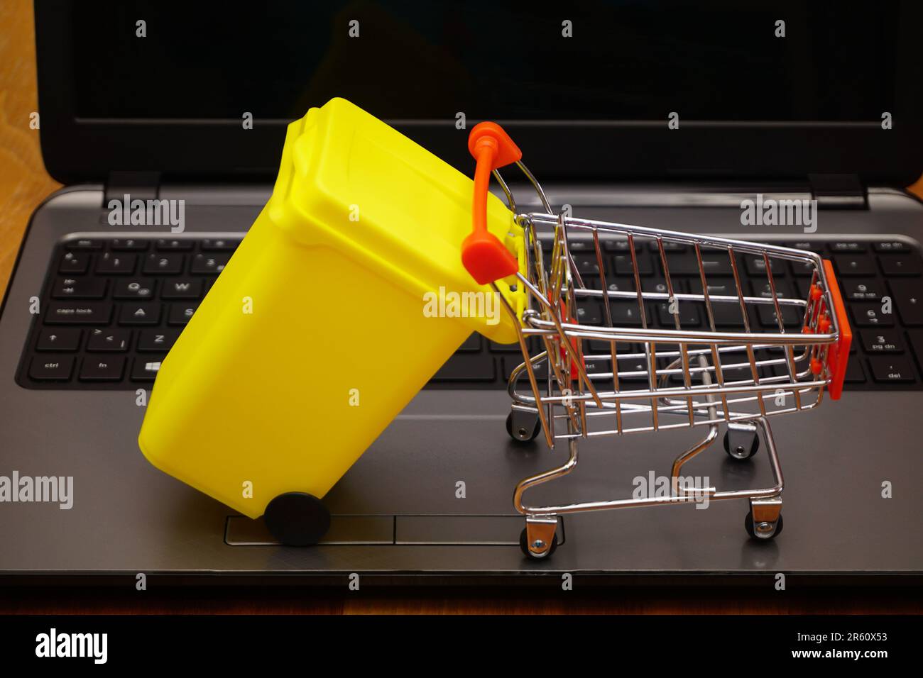 Electronic waste disposal illustration with miniature objects concept ...