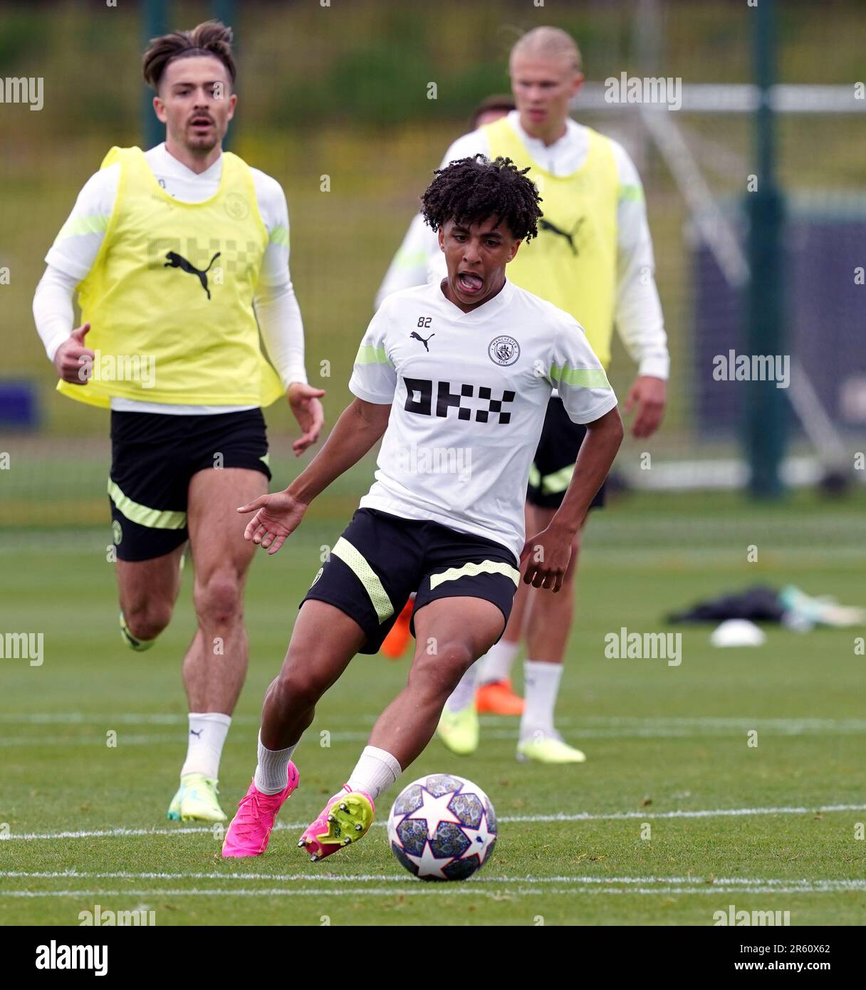 Manchester City's Rico Lewis during a training session at the City ...