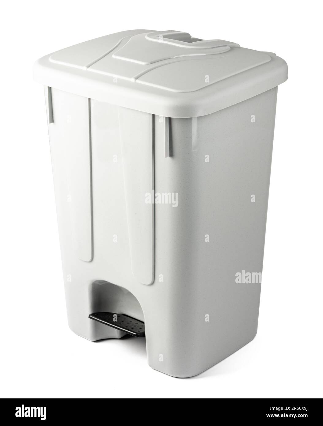 Gray plastic waste bin isolated on white Stock Photo - Alamy
