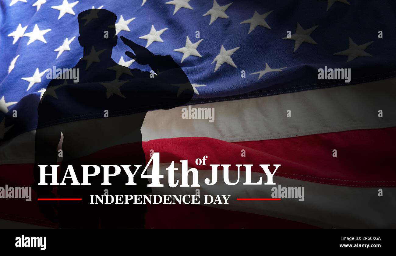 HAPPY 4th of JULY, INDEPENDENCE day text on USA flag background. US ...