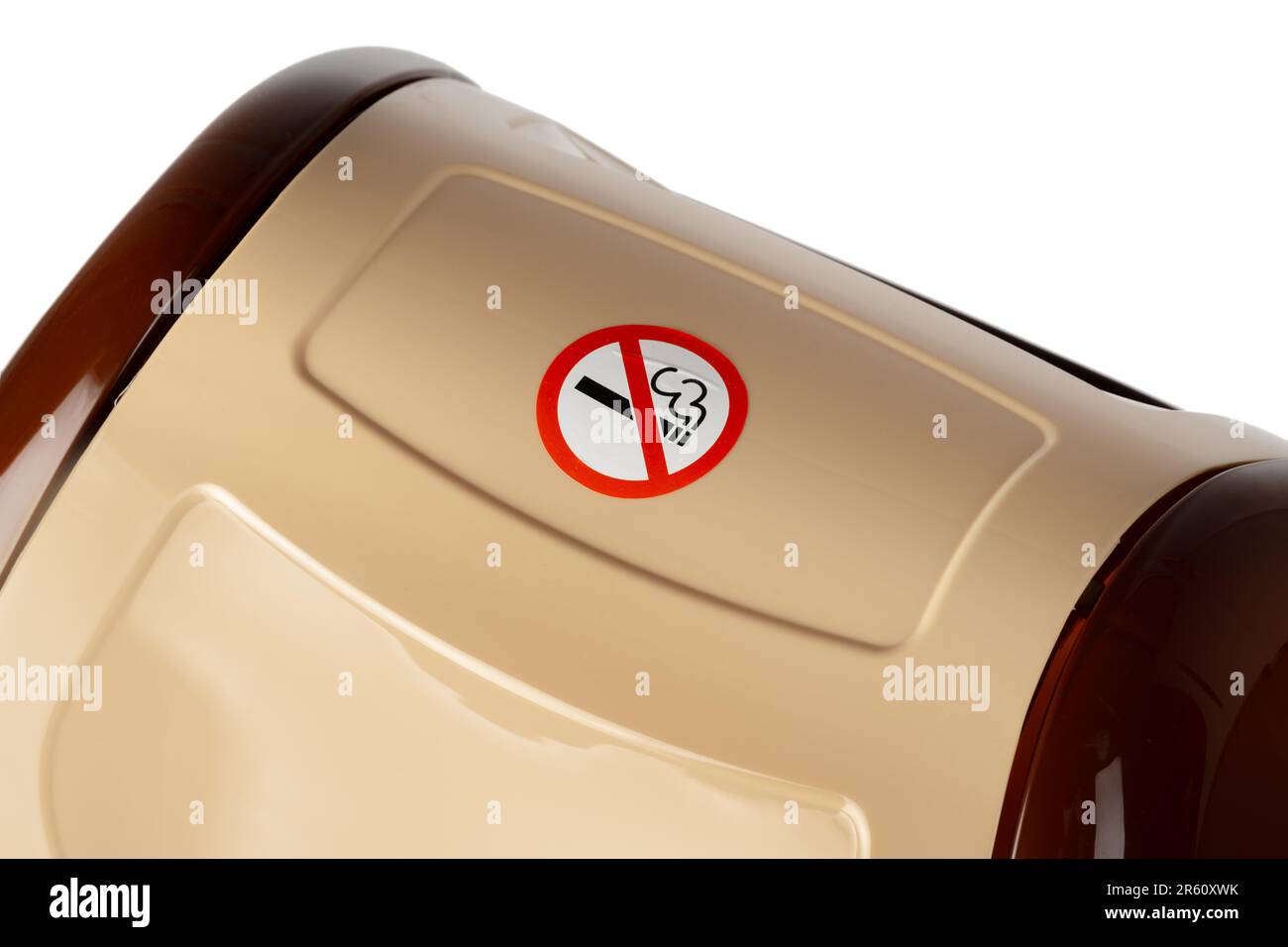 Beige plastic waste bin isolated on white Stock Photo - Alamy