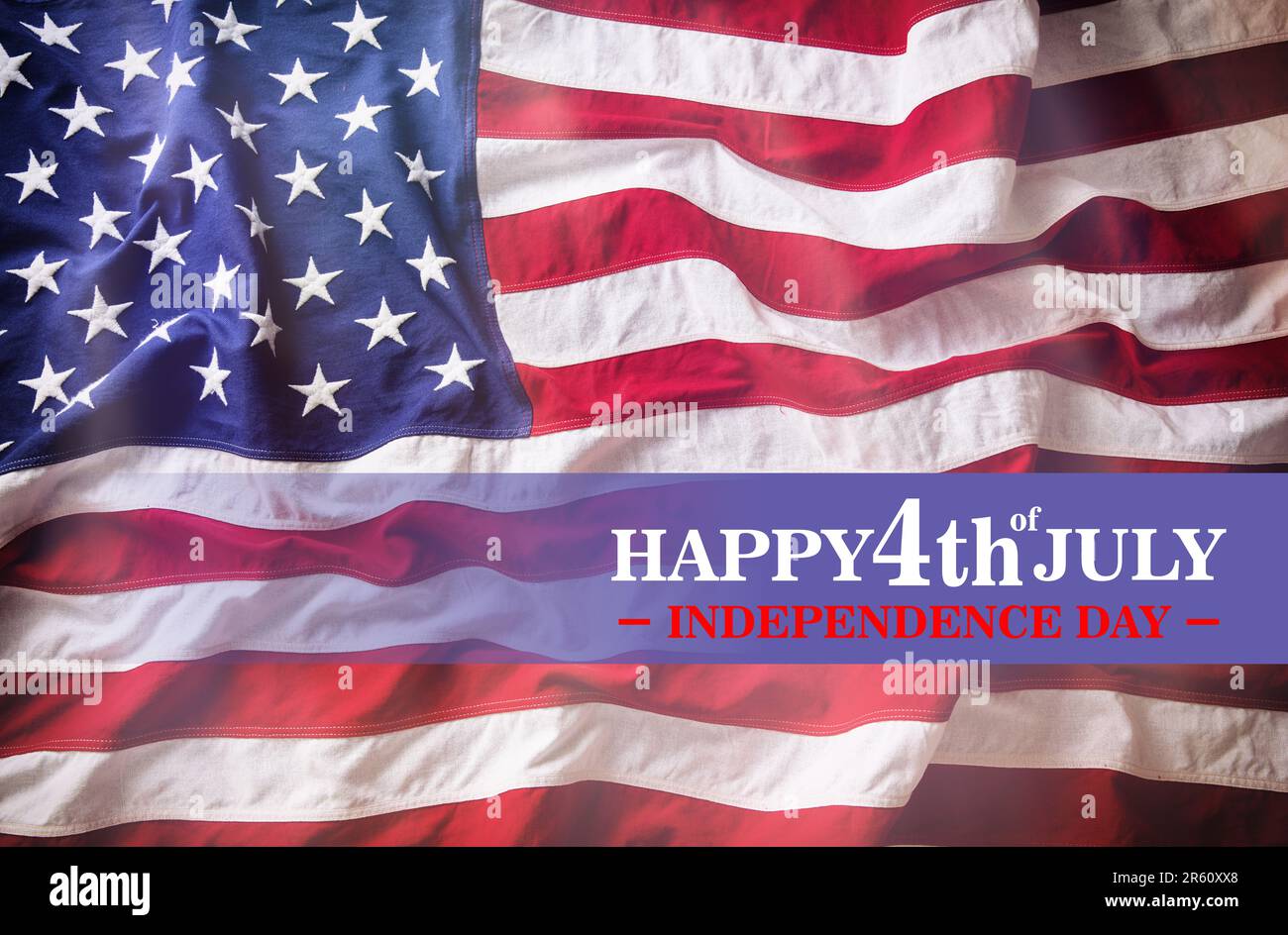 HAPPY 4th of JULY, text on USA flag background. July fourth, US America ...
