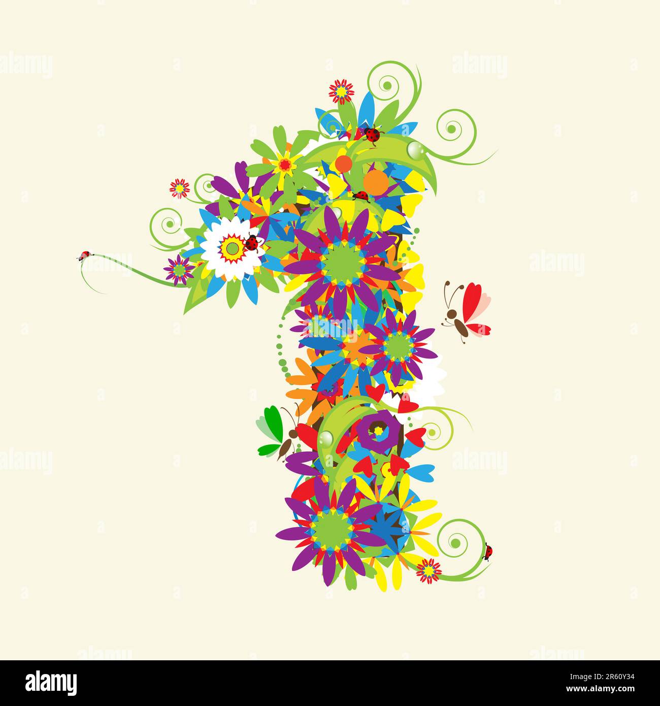 Numbers, floral design. See also numbers in my gallery Stock Vector ...