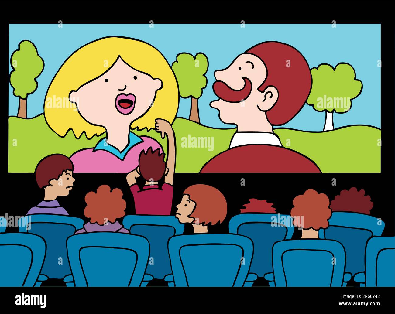Animated People Watching A Movie