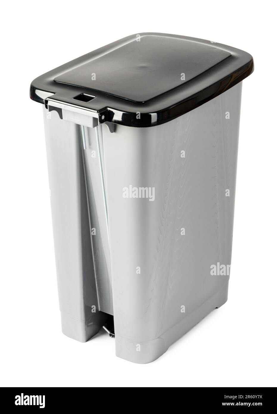 Gray plastic waste bin isolated on white Stock Photo - Alamy