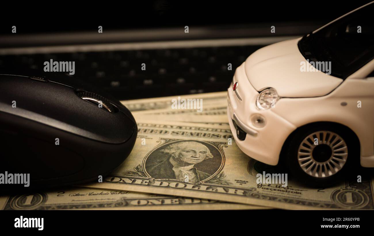 Car expenses illustration with miniature objects Stock Photo - Alamy