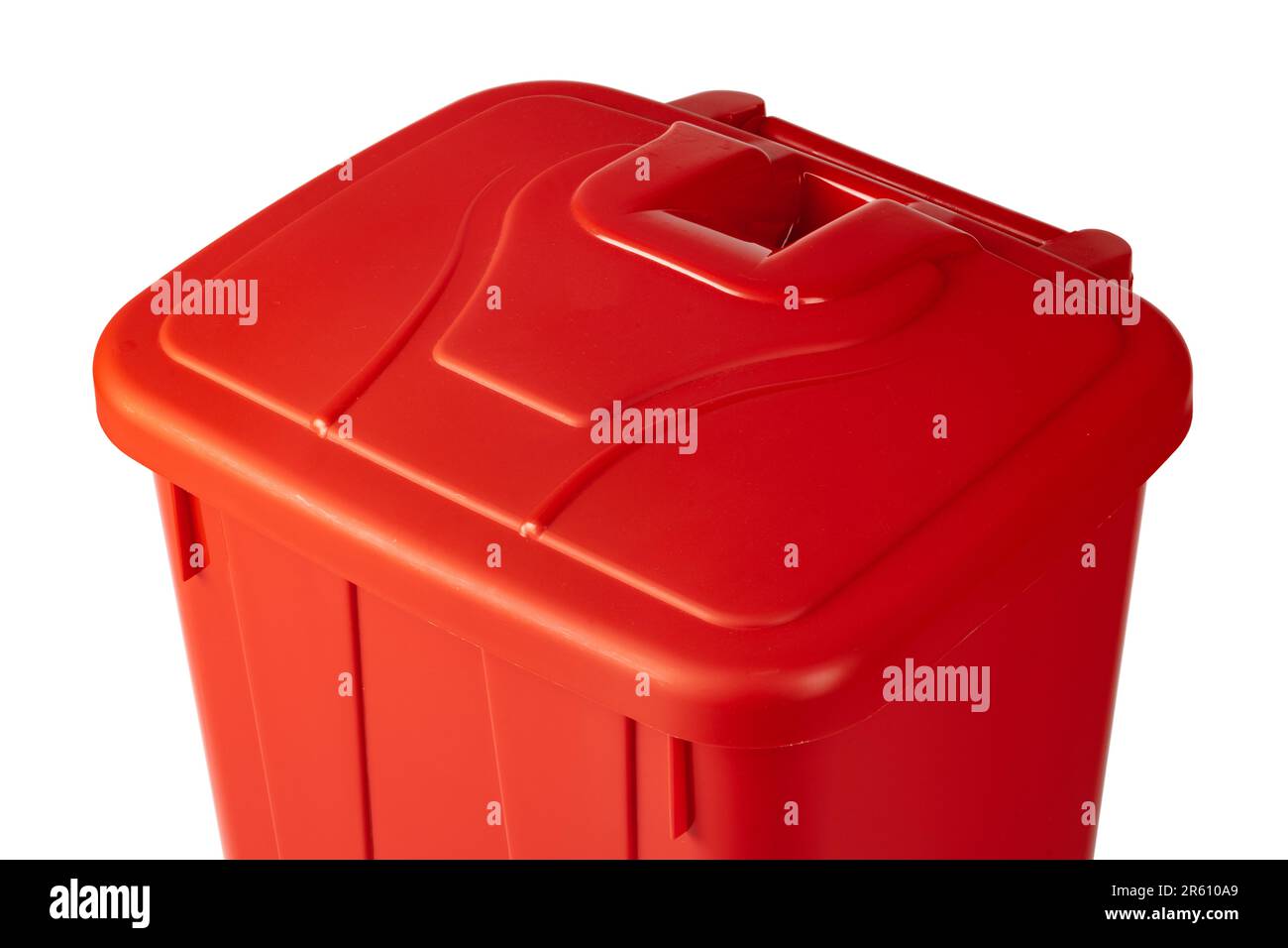 A red recycle bin isolated on white background Stock Photo - Alamy