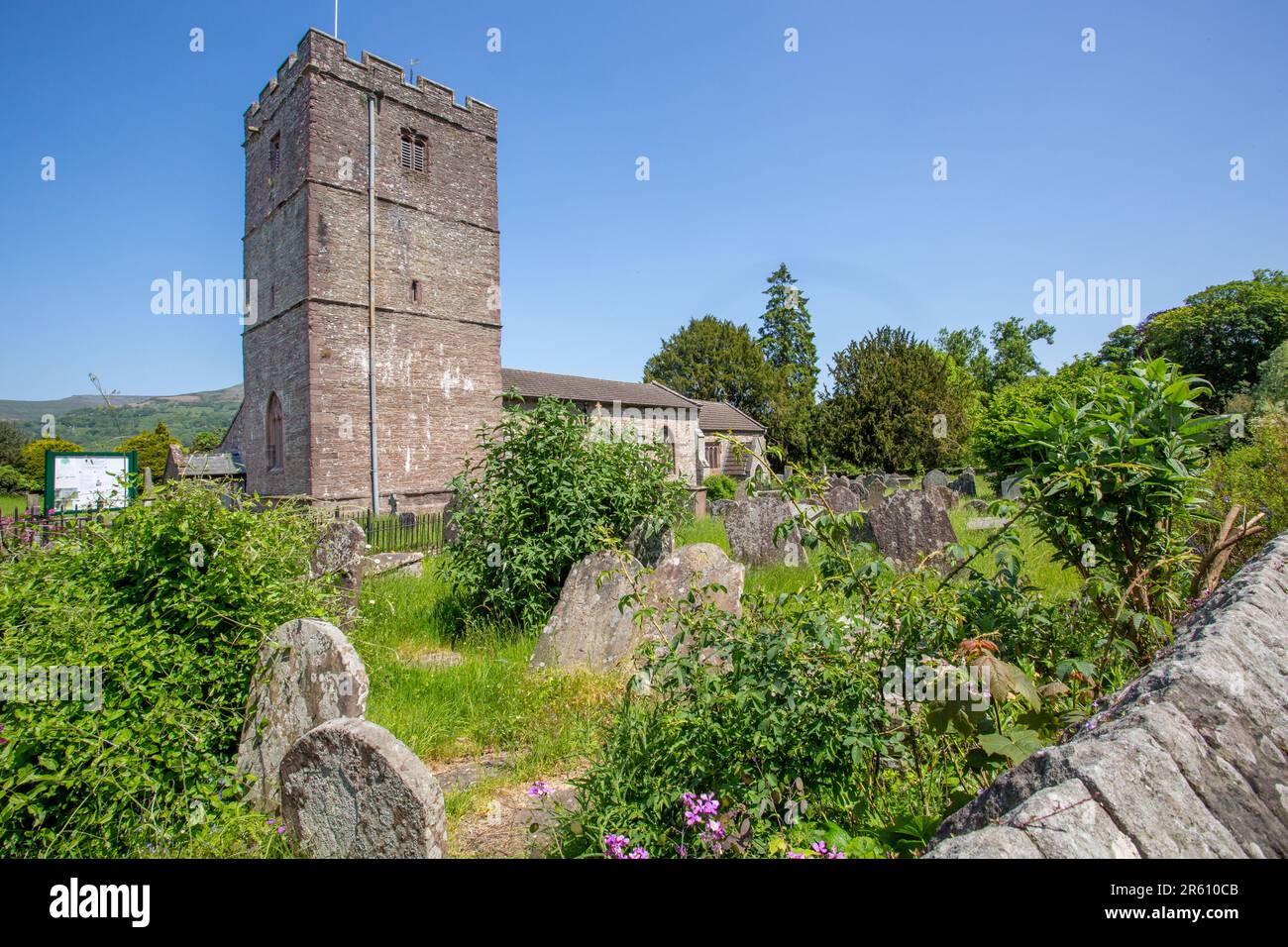 The church of St Cattwg in the welsh village of Llangattock South Wales ...
