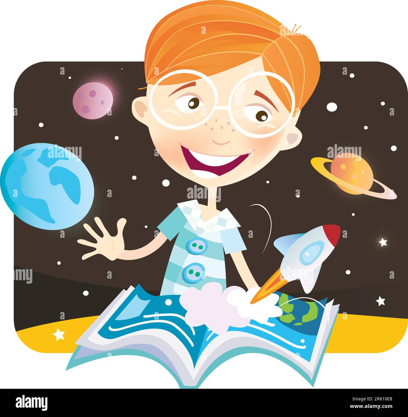 Small astronaut – space story begin! Vector Illustration Stock Vector ...