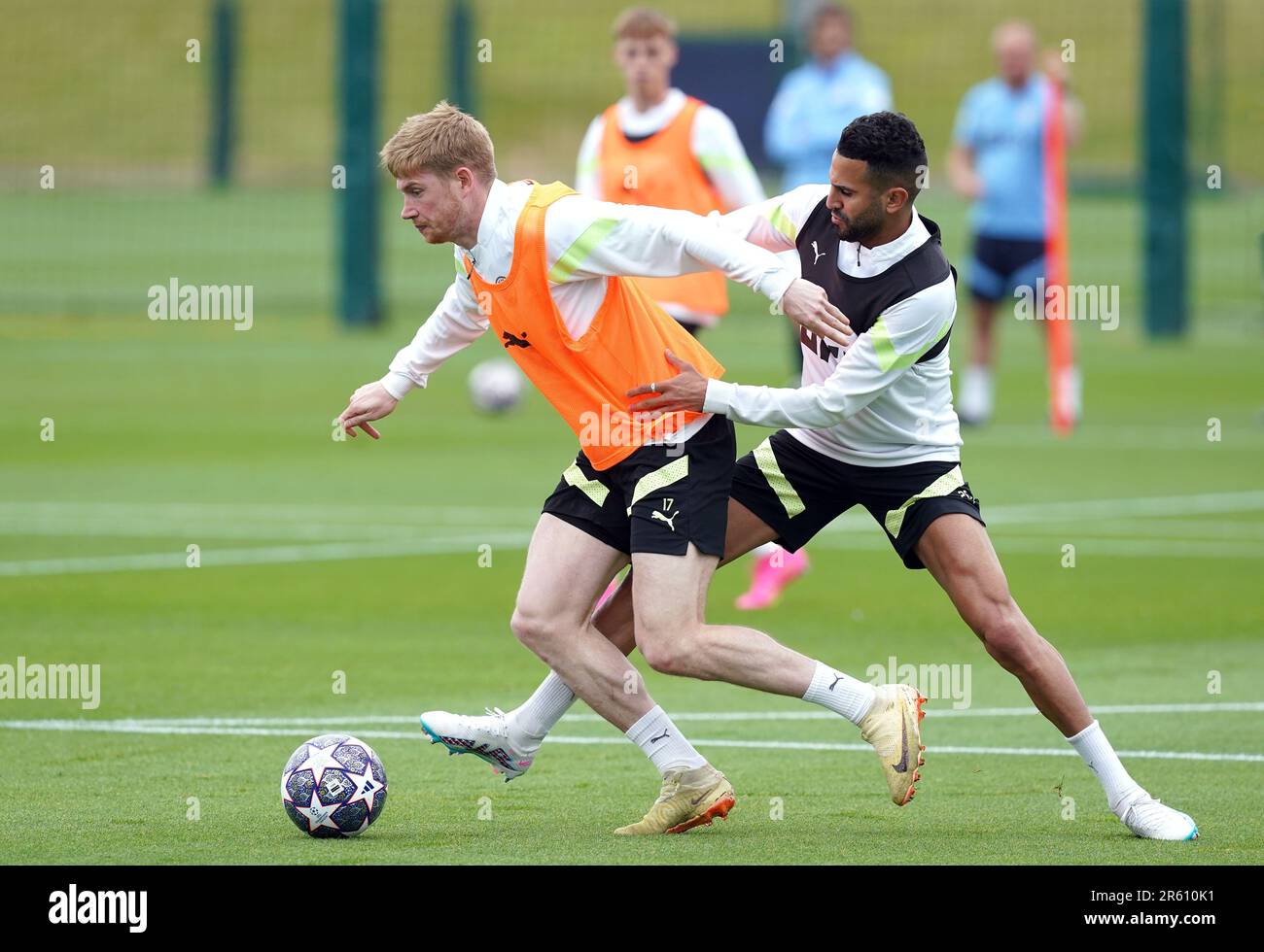 Manchester City's Kevin De Bruyne (left) and Riyad Mahrez during a ...