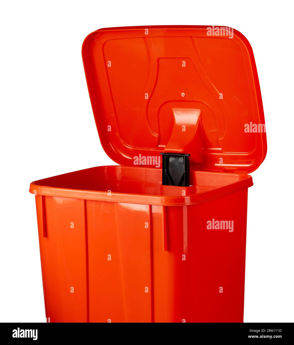 Orange plastic waste bin isolated on white Stock Photo - Alamy