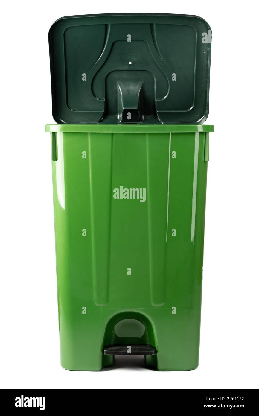 Green recycle bin isolated on white background Stock Photo - Alamy