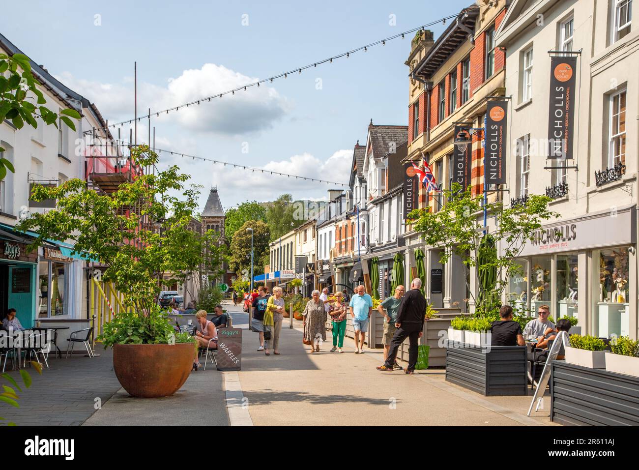 People enjoying the summer sunshine in the recently pedestrianised high ...