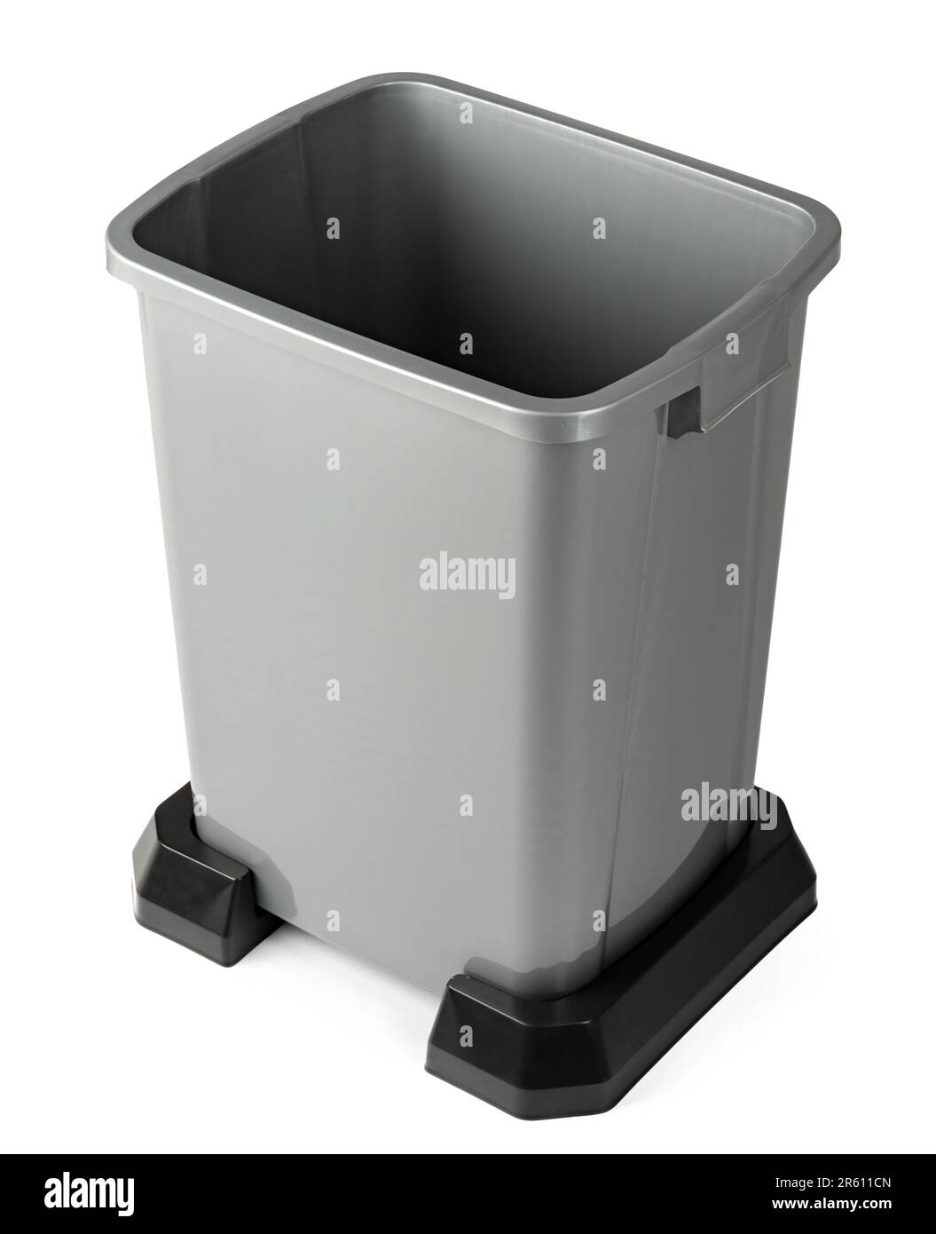 Gray plastic waste bin isolated on white Stock Photo - Alamy