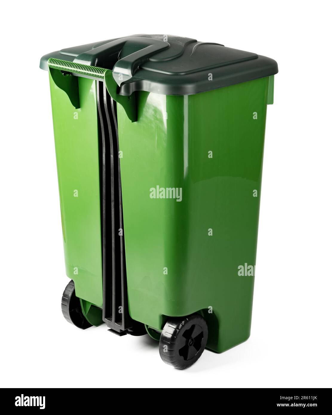 Green recycle bin isolated on white background Stock Photo - Alamy